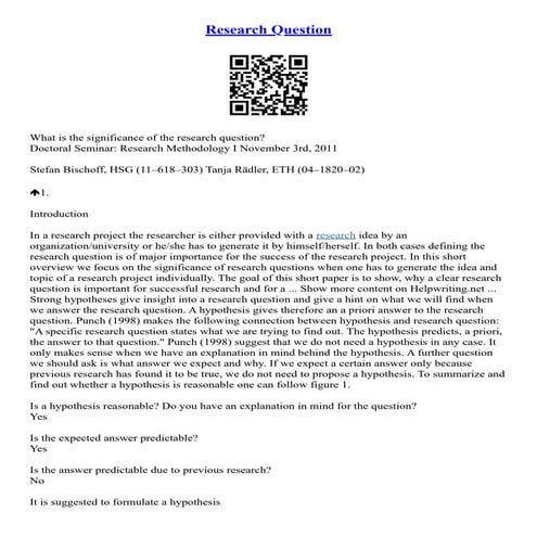 Research Question | PDF | Science
