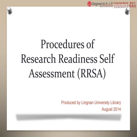 More about Research Readiness Self Assessment (RRSA) | PPTX
