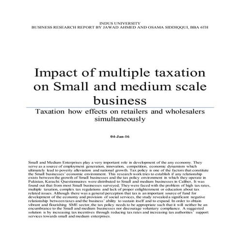 Research report impact of multiple taxation | DOCX