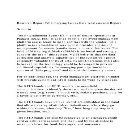 Research Report #2 Emerging Issues Risk Analysis and Report.docx