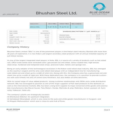 Research report Bhushan Steel | PDF