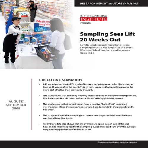 Research Report In Store Sampling0809 | PDF