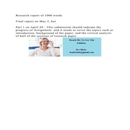 Research report of 1000 wordsFinal report on May 2, butPart | DOCX
