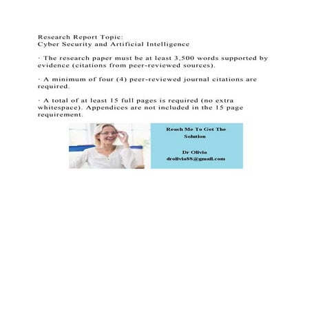 Research Report Topic Cyber Security and Artificial Intelligence | DOCX