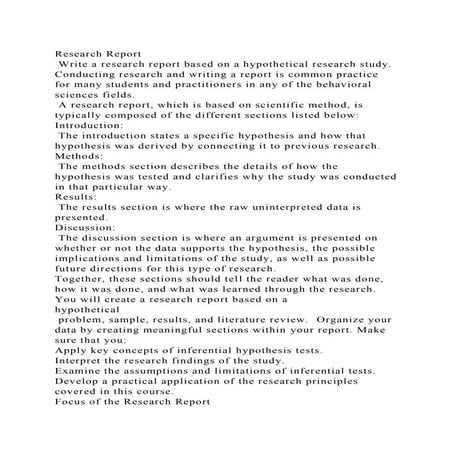 Research Report Write a research report based on a hypothetical re.docx ...