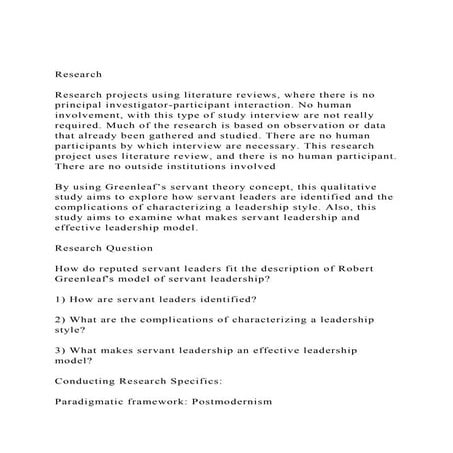 Research Research projects using literature reviews, where t | PDF
