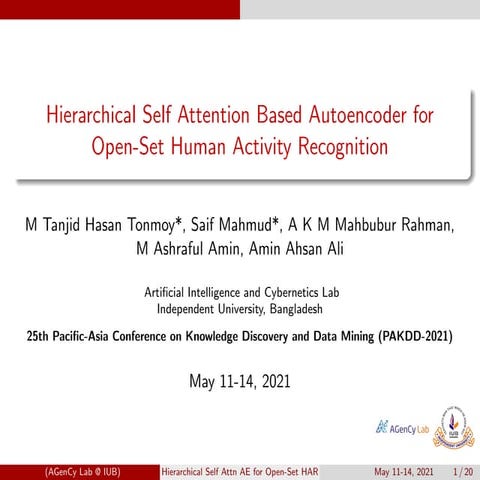 Hierarchical Self Attention Based Autoencoder for Open-Set Human Activity Recognition ...