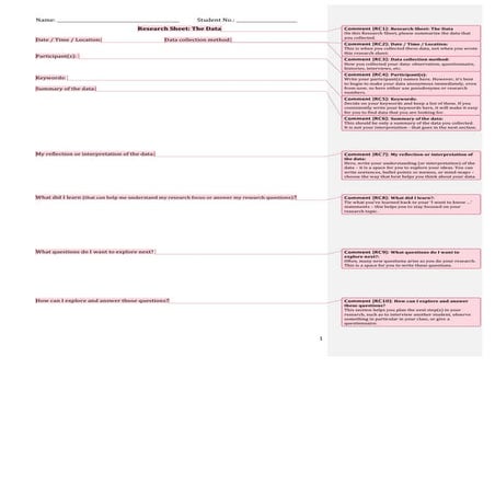 Research sheet - explanation | PDF