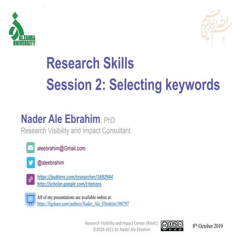 Research Skills Session 2: Selecting keywords | PPT