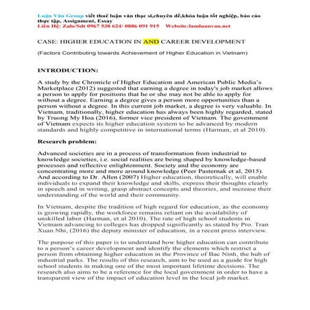 Research study Higher education and career development in Vietnam | PDF