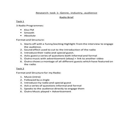Research Task 1: Genre, Industry, Audience | PDF