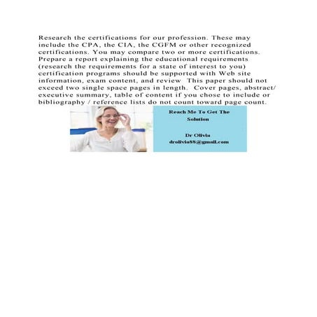 Research the certifications for our profession. These may include th.docx