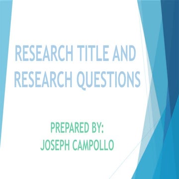 SAMPLE RESEARCH TITLE AND QUESTION PRESENTATION | PPTX