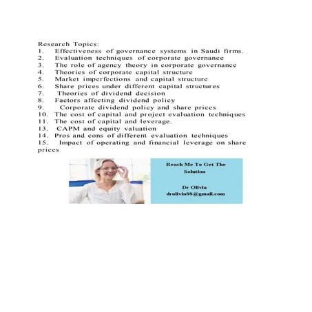 Research Topics1. Effectiveness of governance systems in Sau | DOCX