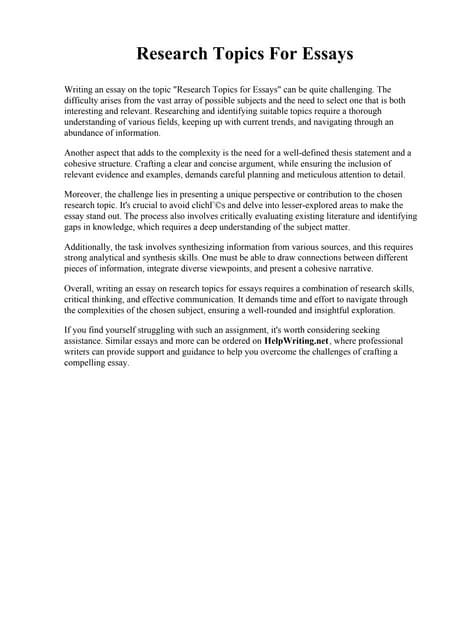 Research Proposal Essay Example. Lane Community College | PDF