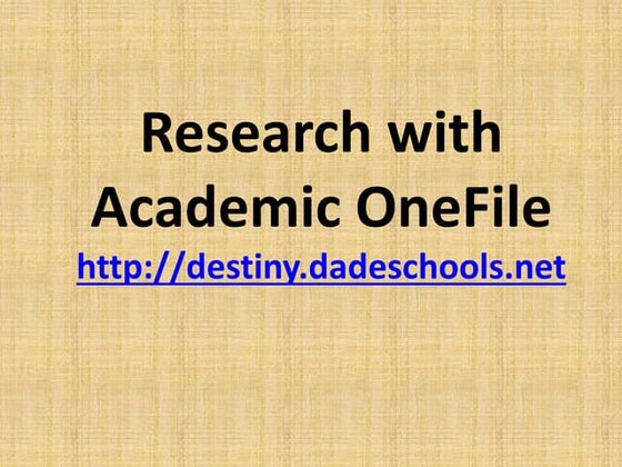 Research with Academic OneFile | PPT