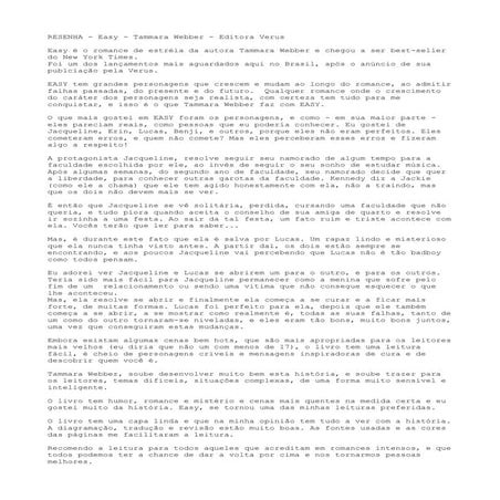Reseha Easy - Tammara Webber - Editora Verus | PDF