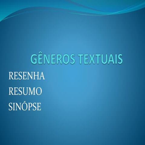 Diferenças e exemplos de Resenha resumo e sinopse. | PDF