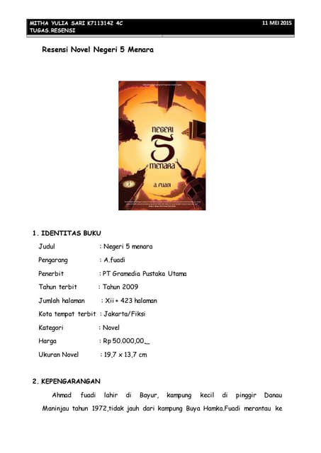 20 Resensi Novel | DOCX