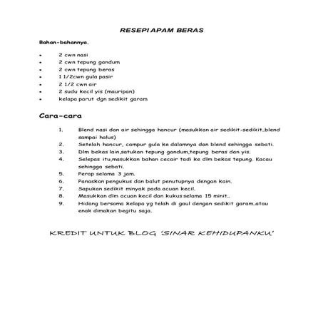 Resepi apam beras | PDF