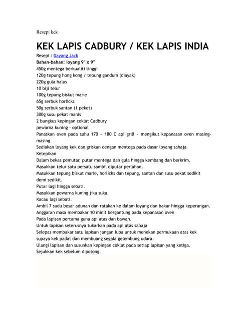 Resep rainbow cake | DOCX