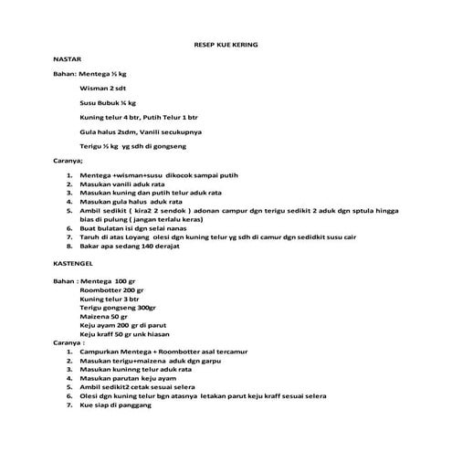 Resep kue kering | DOCX
