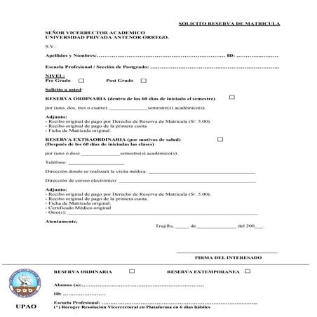 Reserva de matrícula | PDF
