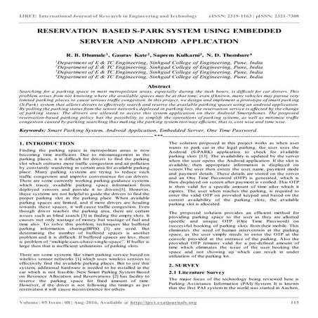 Reservation based s park system using embedded server and android ...