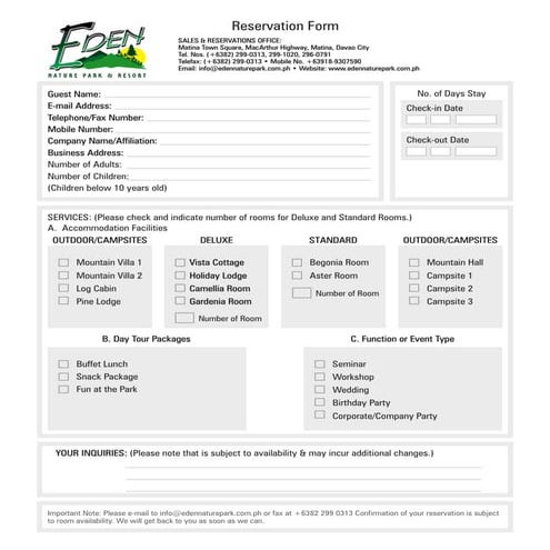 Reservation form | PDF