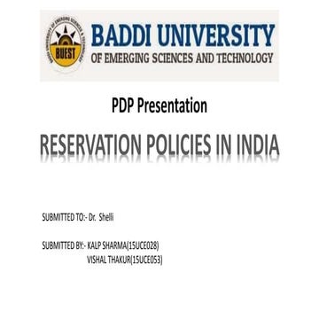 Reservation policies in india presentation | PPT