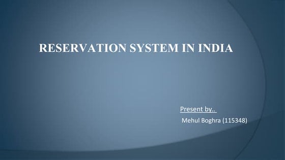 Ethics and Values( Reservation in India ) | PPT