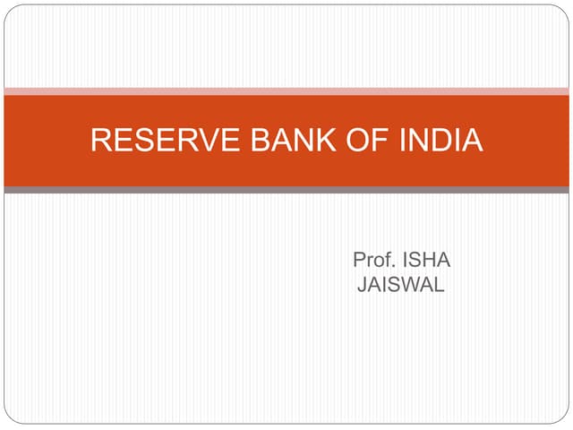 RESERVE BANK OF INDIA | PPTX