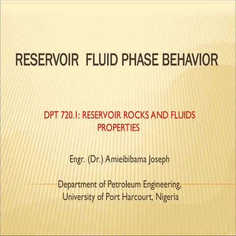 RESERVOIR FLUID PHASE BEHAVIOR- Reservoir fluid properties | PPT
