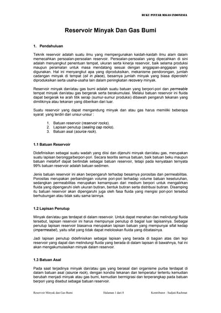 Buku Pintar MIGAS INDONESIA - Reservoir Engineering | PDF