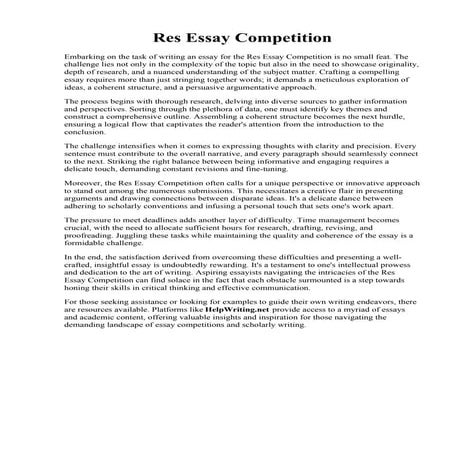 Res Essay Competition | PDF