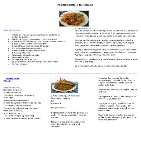 Resetas de cocina | DOCX