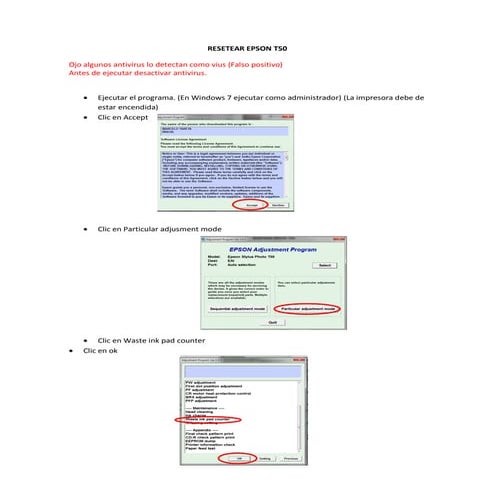 Resetear epson t50 | PDF