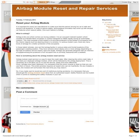 Reset your airbag module | PDF