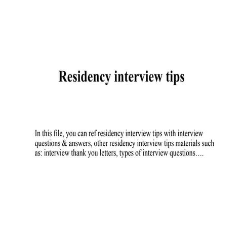 Residency interview tips | PPT