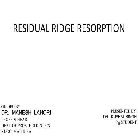 Residual ridge resorption 44 | PPT
