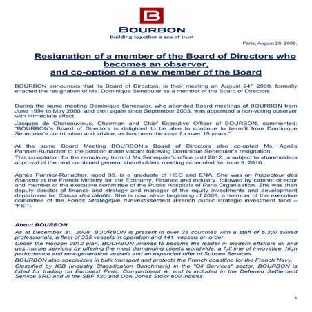 Press Release resignation of a member of the Board of Directors | PDF