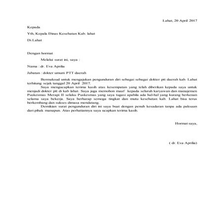 contoh surat resign | DOCX