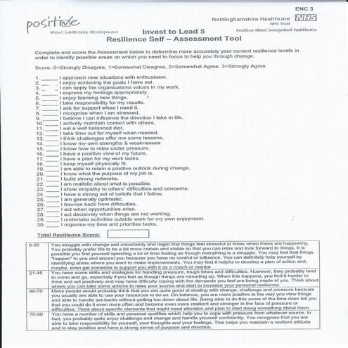 Resilience assessment 1 | PDF