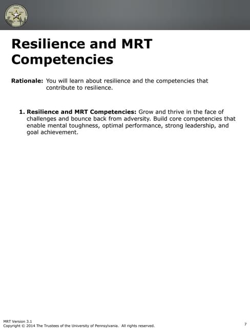 Master Resilience Training monthly modules | PDF