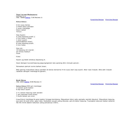 Resipi | DOCX | Needlework | Arts and Crafts