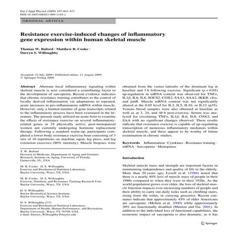 Resistance Exercise Induced Changes Of Inflammatory Gene Expression ...