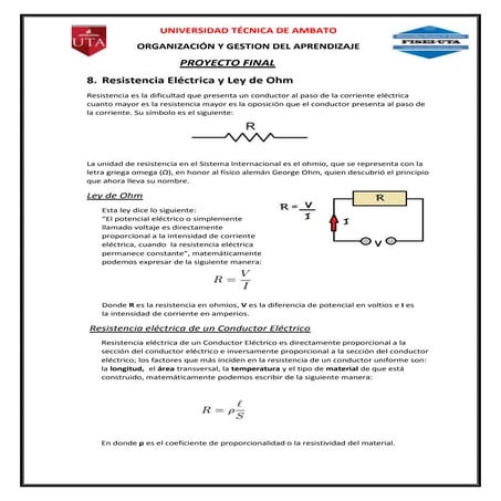 Resistencia Eléctrica y Ley de Ohm | DOCX | Physics | Science