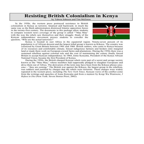 Resisting britishcolonialisminkenya | PDF