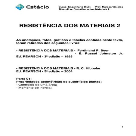 Resmat ii material de aula com exercicios da av1 até av2 | PDF