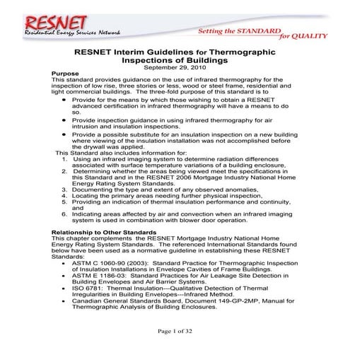 RESNET: Interim Guidelines for Thermographic Inspections of Buildings | PDF
